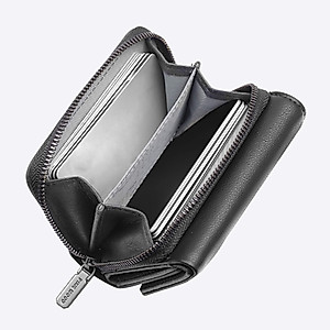 Pixie Mood Candice 4 x 3.25 Vegan Leather Zippered Tri-Fold Wallet, Black