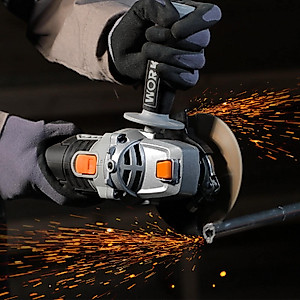 WORKSITE 20V Angle Grinder Cordless 4-1/2" Brushless Motor Angle Grinder Tool with 4.0 Ah Battery, 1-Hour Fast Charger and Adjustable Handle for Polishing, Grinding & Cutting