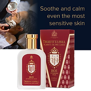 Truefitt & Hill Luxury Aftershave Balm - 1805 - Premium Soothing Moisturizer with Aloe Vera Extract - Ideal for Sensitive Skin, Razor Burn Relief, and a Silky Smooth Finish - 3.38 oz.