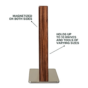 Material Knife Stand, Magnetic Wood Modern Knife Block for Safe Storage and Display of Knife Sets, Large Capacity for 10 knives, Walnut