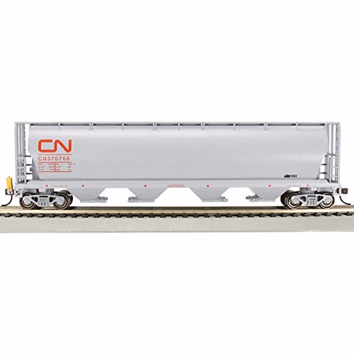Bachmann Trains - Canadian 4-Bay Cylindrical Grain Hopper with Flashing End of Train Device - Canadian National Demonstrator - HO Scale, 73805