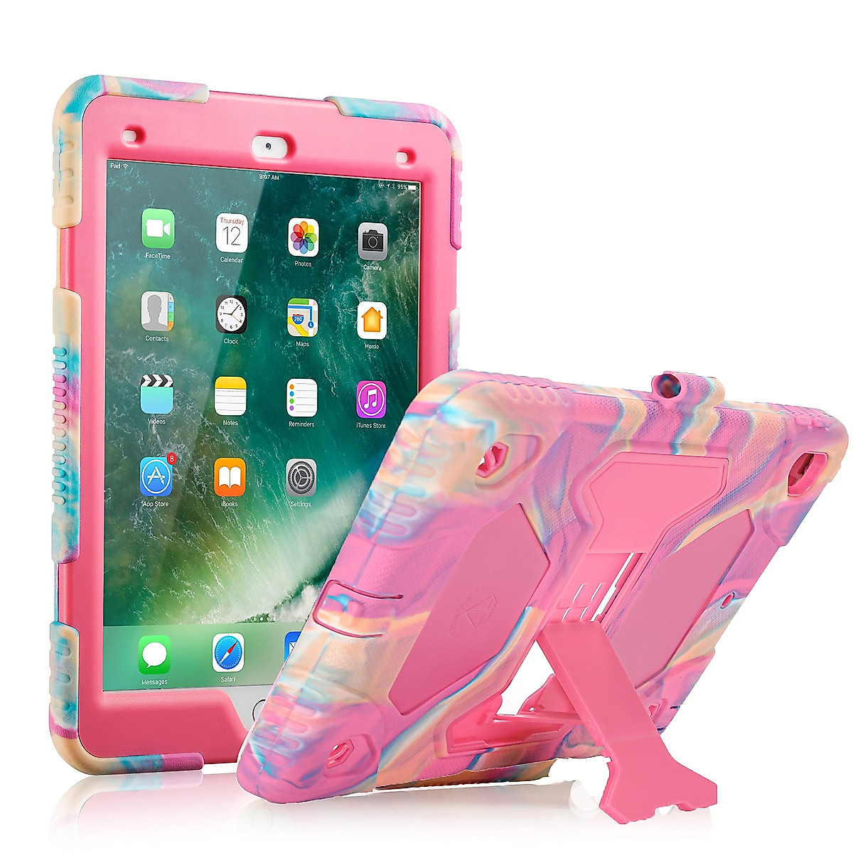 iPad Air 2 Case iPad 6th Generation Case iPad 5th Generation Case Shockproof Case Ultra Slim Lightweight Stand Case for 9.7 inch iPad (Pink)