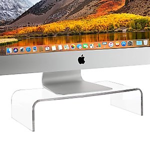 Homeries Acrylic Monitor Stand (3.7 Inches High) | Universal Computer Riser for Home, Office, Business, Desk, Gamers | Multi Media Platform Lift for Laptop, Printer, TV Screen, PC |Extra Storage Space