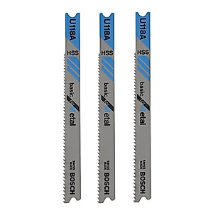 BOSCH U118A3 3-Piece 3-1/8 In. 17-24P TPI Basic Metal Cutting U-shank Jig Saw Blades