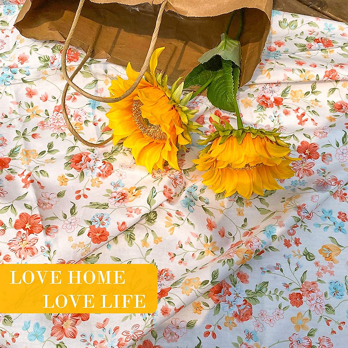 LANEHUA Cotton Fabric by The Yard for Sewing DIY Crafting Fashion Design Printed Floral Washable Cloth Bundles Voile;Full Width cuttable39 x 63inches (100x160cm) (Purple Flowers)