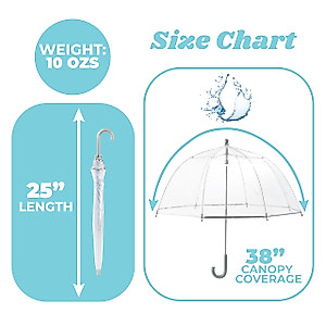 totes Kids Clear Bubble Umbrella with Dome Canopy, Lightweight Design, Wind and Rain Protection Umbrella, Pink, Kids - 38" Canopy