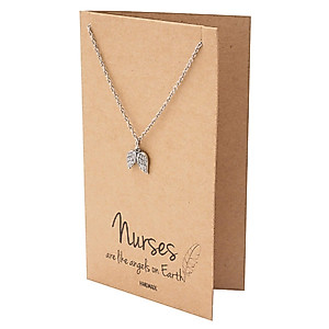quan jewelry Nurse Necklace Handcrafted Angel-Wings Pendant, Thank you Appreciation Graduation Gift Ideas, Presents for Nurses, RN, Pre-Med Students, Doctors, Friendship Necklace