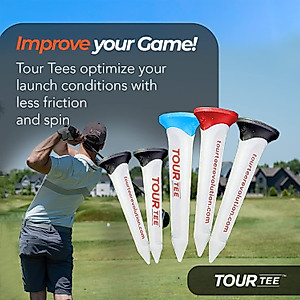 CMC Design Tour Tee Combo Pack - Frictionless Golf Tees for More Distance & Consistent Yards - Three 3.15” and Two 1.75” Golf Tees