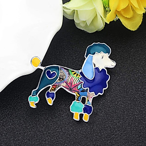 DUOWEI Cute Poodle Dog Brooch Pins for Women Teens Girls Floral Enamel Dog Brooch Jewelry Clothes Scarf Jacket Decoration (Blue)