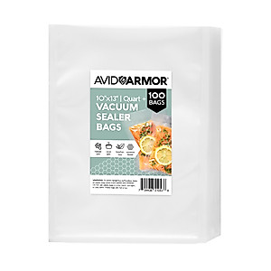 Avid Armor Vacuum Sealer Bags QUART PLUS Size 10"x13" 100 Pack for Food Saver and Seal A Meal Vac Sealers BPA Free Commercial Grade Sous Vide Vaccume Safe, Heavy Duty Universal Precut Storage Bag