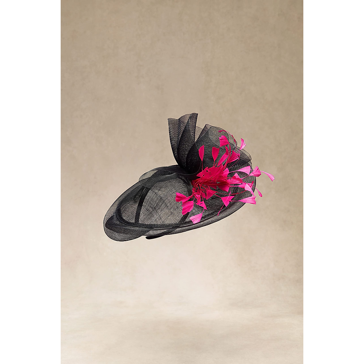 BABEYOND Fascinator Hat Veil Feather Fascinators Hair Clip Tea Party Pillbox Derby Hat Fascinator Bridal Wedding Veil A-black