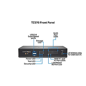 SonicWall TZ370 Network Security Appliance (02-SSC-2825) Bundled with a SonicWall 1 Year 8x5 Support for TZ370 (02-SSC-6613)
