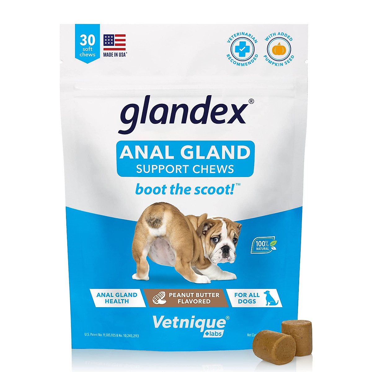 Dermabliss Allergy Chews 30 Ct and Glandex Anal Gland Support Chews 30 Ct Bundle Dog Vitamins & Supplements, Anal Gland Dog Treats with Probiotics, Dog Allergies Skin Treatment Soft Chew