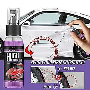3 in 1 High Protection Quick Car Coating Spray, Extreme Slick Streak-Free Polymer Quick Detail Spray, Quick Coat Car Wax Polish Spray, Plastic Parts Refurbish Agent, Nano Cleaner for Car (300ml)