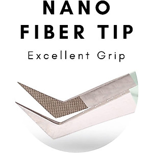 M LASH Tweezers for Eyelash Extensions (Set of 4) - Professional Lash Extension Tweezers - Fiber Tip, Japanese Steel, Diamond Grip Eyelash Extension Tweezer (Teal)