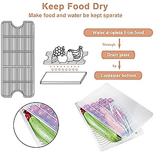 Yiautao Food Storage Container, Plastic Food Containers with Removable Drain Plate and Lid, Stackable Portable Freezer Storage Containers - Tray to Keep Fruits, Vegetables, Meat and More (4,Large)