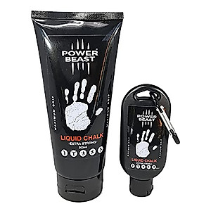 POWER BEAST Liquid Chalk, 2 Bottles Combo of 200 + 50 ML, Liquid Sports Chalk, Free Professional Hand Grip for Gym, Weightlifting, Rock Climbing, Gymnastics, Crossfit, Powerlifting, Pole Dance.