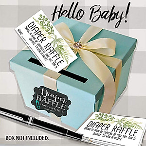 Diaper Raffle Tickets - Botanical - Set of 50 Double-Sided Raffle Cards - Blank Baby Shower Stationery - Fun and Colorful Baby Shower Supplies for Under $15!