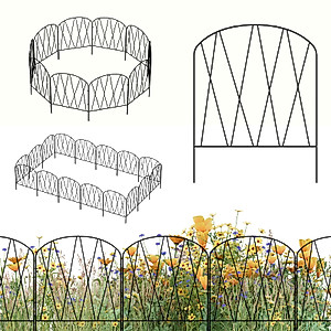 10 Pack Decorative Garden Fence 10.3 ft (L) x 15.9 in (H) Small Garden Fence Animal Barrier Arched Rustproof Garden Fence Border Rabbit Metal Flower Bed Fencing for Yard Patio Outdoor Landscape