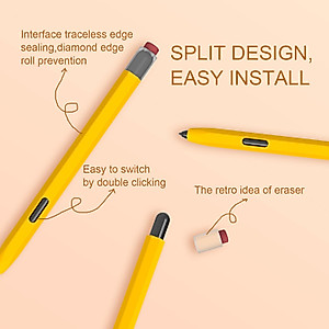 LOVE MEI Samsung Galaxy Tab S7/S7+/S7 FE/S8/S8+/S8 Ultra/S9/S9+/S9 Ultra S Pen Sleeve Case, Classic Retro Design Silicone Sleeve Protective Skin Case Non-Slip Smooth Grip (Yellow)