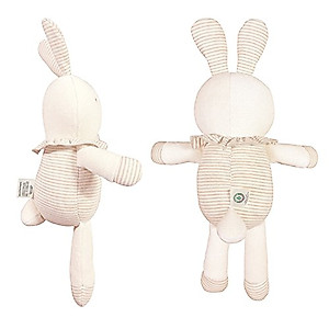 Organic Cotton Baby First Friend (Hello! Little Bunny) Attachment Doll for Baby, Pillow Buddy,Organic Toy 15.7 inches Tall