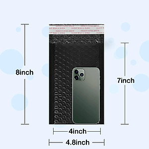 4 x 8 Inch Bubble Mailers 60 Pack, Self-Seal Poly Padded Envelope, Waterproof Shipping Bags for Small Business, Black