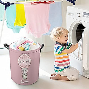 InterestPrint Personalized Laundry Hamper with Names Custom Text Cloth Storafe Basket with Handle Customized Folding Laundry Hamper Basket