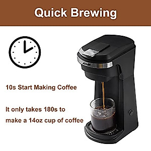 Aiosa 2 in 1 Single Serve K cup Coffee Maker 14Oz,With Travel Cup,Mini Single Personal Coffee Maker Machine,One Button Operation,Auto Shut Off,800W With Resuable Filter, One Cup Coffee Maker
