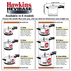 Hawkins Hevibase IH35 Pressure Cooker, 3.5 Liters, Silver