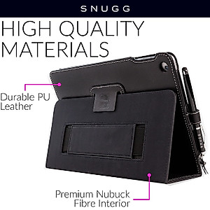 Snugg iPad 9.7 (2018/2017) & iPad Air Case, Black Leather Smart Case Cover Apple iPad Air and New iPad 2017 9.7" Protective Flip Stand Cover with Auto Wake/Sleep