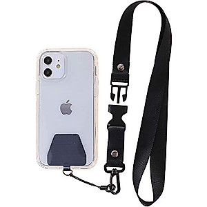 [2 Pack] Cellphone Lanyard Tether, Universal Detachable Neck Strap with Patch for Most Cell Phone Case & iPhone Case (Black+Leopard)