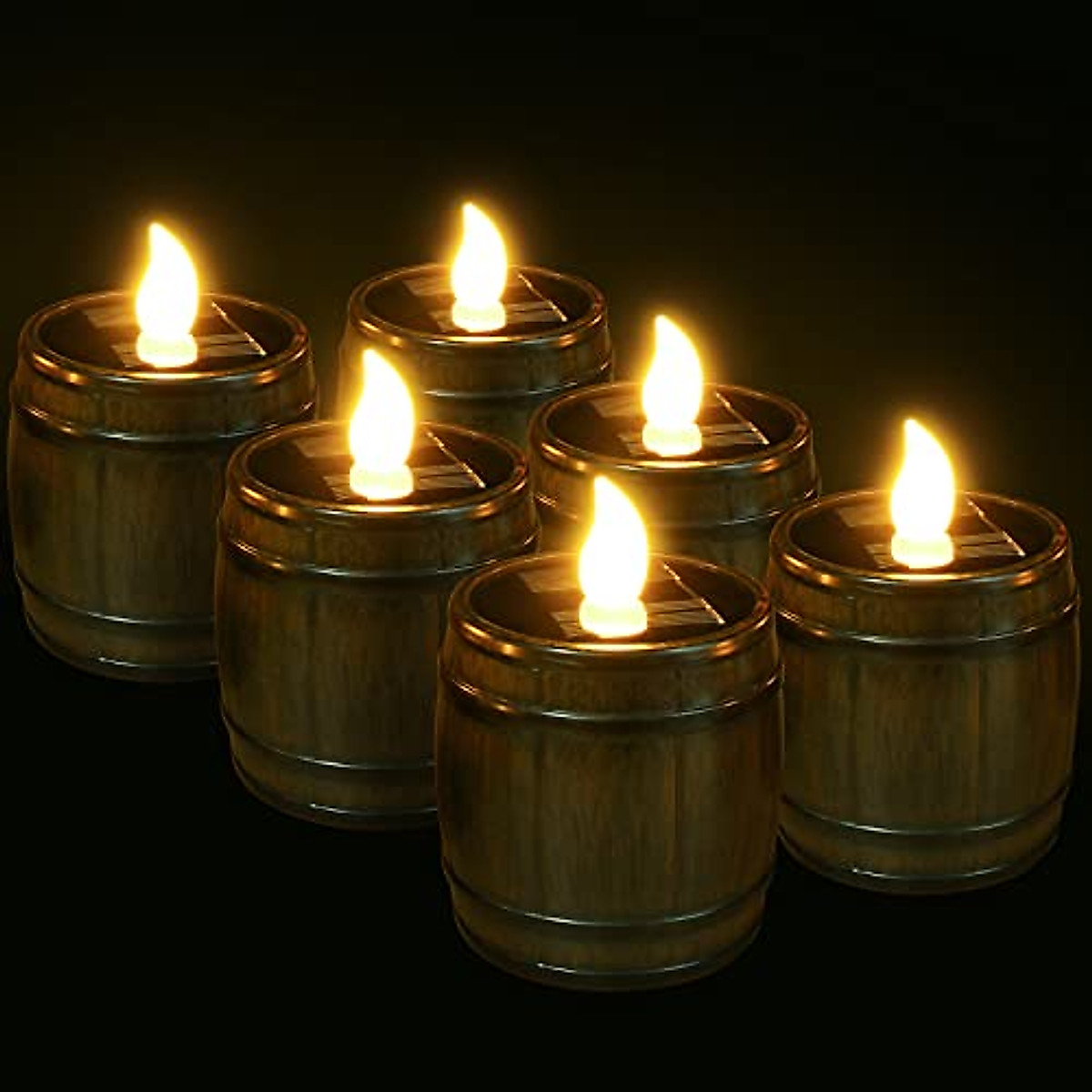 PChero Solar Candles Outdoor Waterproof, 6 Packs Reusable Flickering LED Votive Candles with Dusk to Dawn Sensor for Lantern Garden Patio Camping Party Home Decor Lighting