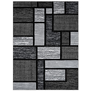HADBA Geometric Area Rug - Decorative Home & Office Rug - Indoor Carpet for Living Room, Bedroom, Family or Dining Room - Non-Fading Polyester, Stain-Proof - Made in Turkey, Grey 5x7 ft