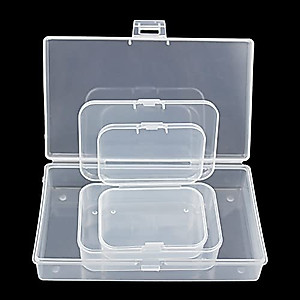 Thintinick 24 Pack Rectangular Plastic Storage Containers Box with Hinged Lid for Beads and Other Small Craft Items, Mixed Sizes (Clear)