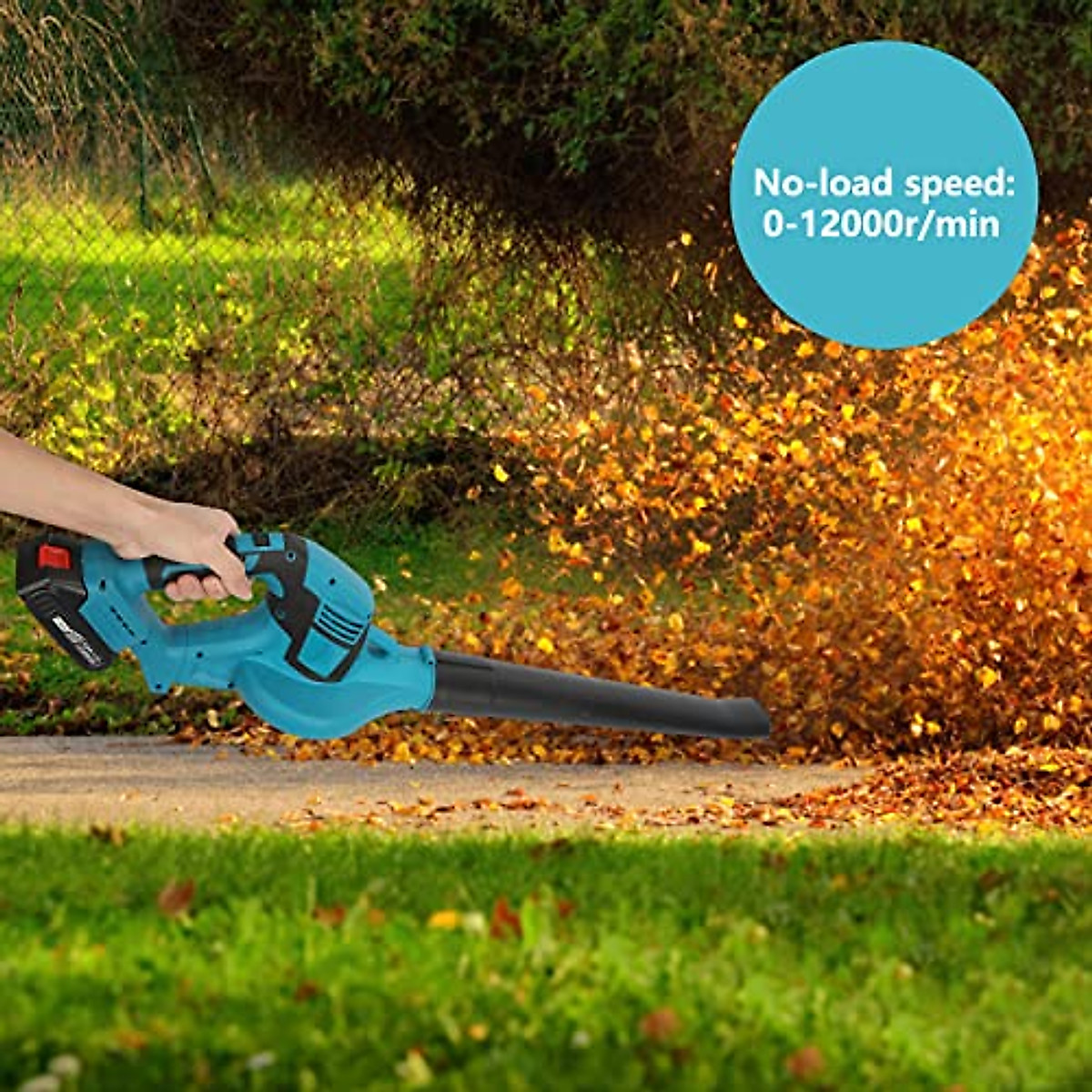 Electric Cordless Leaf Blower, 21V Handle Battery-Powered Leaf Blower with Charger, 2000mA Powerful Snow Leaf Blower for Lawn Clean, Patio, Blowing Leaves and Snow Lightweight Garden Power Tool