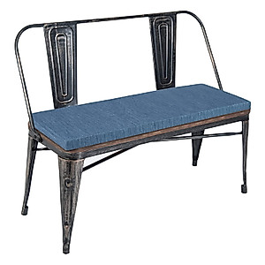 baibu 40 Inch Metal Bench Cushion with Ties, Non-Slip Rectangle Bench Seat Cushion Kitchen Bench Cushion with Machine Washable Cover - One Pad Only (Light Blue, 40x15x1.5in)