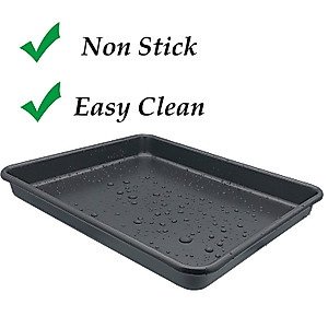 Small Cookie Sheets 11X9 Inch 2Pcs Mini Baking Pan Toaster Oven Tray Nonstick Thicken Brushed Carbon Steel Magnetic No Warp 1 to 2 Person Bakeware By HYTK