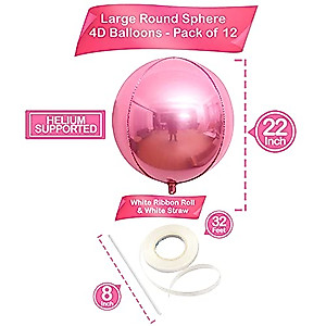 KatchOn, Metallic Pink Balloons - Pack of 24 | Pink Foil Balloons, Checkered Flag Balloons | Black and White Checkered Balloons for Pink Birthday Party Decorations and Race Car Birthday Party Supplies