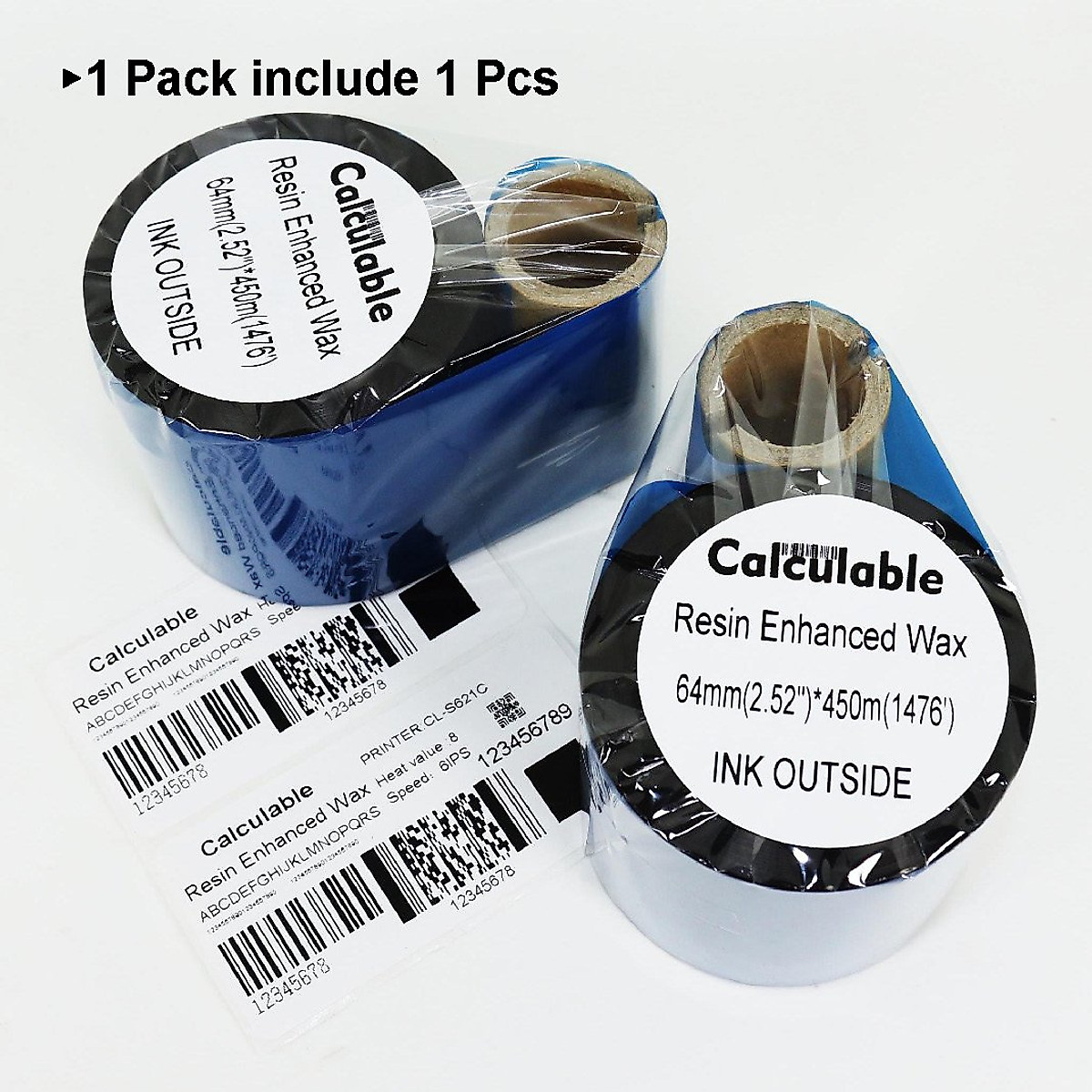 DEFMATE Black 2.52" x 1476' (64mmx450m) Thermal Transfer Wax Ribbon for Zebra Desktop Printer,TEC,DATAMAX,INTERMEC,Avery,Citizen,SATO,TSC,GODEX,ARGOX,BEIYANG,POSTEK