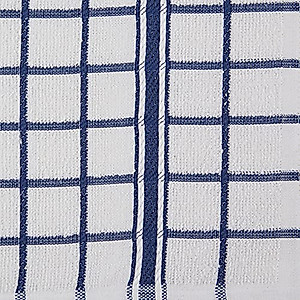 DII Basic Terry Collection Windowpane Dishtowel Set, 16x26, Blue, 4 Piece