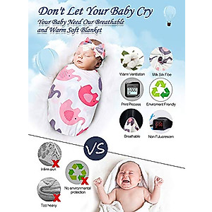 Newborn Receiving Blanket Headband Set - Unisex Soft Baby Swaddle Girl Boy Gifts