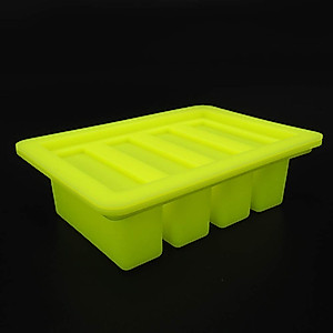 YHSWE 1 Yellow Silicone Butter Mold Tray with Lid Storage Jar Large 4 Cavities Rectangle Container for Butter Pudding Soap Chocolate Cheesecake Ice Cube Bar