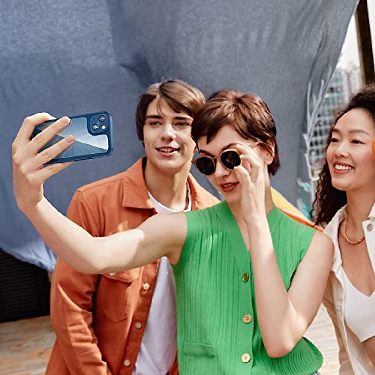 LK [3-in-1 for iPhone 14 Case Clear with 2pcs Screen Protector & Lens Protector 10FT Military Grade Drop Tested, Slim Protective Phone Case for iPhone 14, 6.1inch, Capri Blue