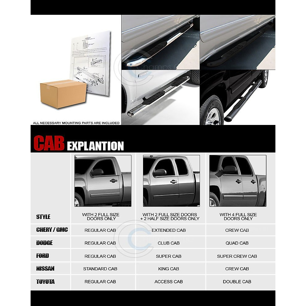 VXMOTOR for 99-16 Ford F250 SUPERDUTY Super/Extended CAB - Heavy Duty 5" Matte Black Oval Side Step NERF Bars Rail Running Boards