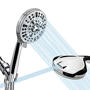 High Pressure Handheld Shower Head, 8-mode Spray Settings + 2 Power Jet Modes Shower Heads, Extra Long 5FT Stainless Steel Hose and Adjustable Bracket for Bath Showerhead (Premium Chrome)