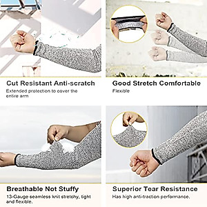 IEOVO Protective Arm Sleeves, Level 5 Protection Cut Resistant Sleeve, Anti Abrasion Arm Protectors Cut Heat Resistant Sleeve Safety Arm Guard for Garden Kitchen Farm (Grey)