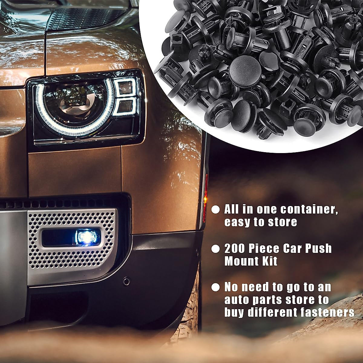 Kewucn 200 Pcs Car Retainer Clips, Plastic Push Bumper Fastener Rivet Clips, Popular Sizes Door Trim Panel Fender Clips, Body Rivets Replacement for Most Cars