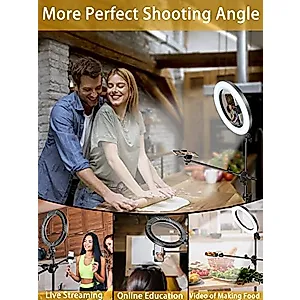Selfie Ring Light with Stand and Phone Holder with Tripod Stand & Cell Phone Holder,Overhead Camera Phone Mount LED Halo Circle Lights Phone Stand for Video Recording/Live Stream/Vlog/YouTube/TikTok