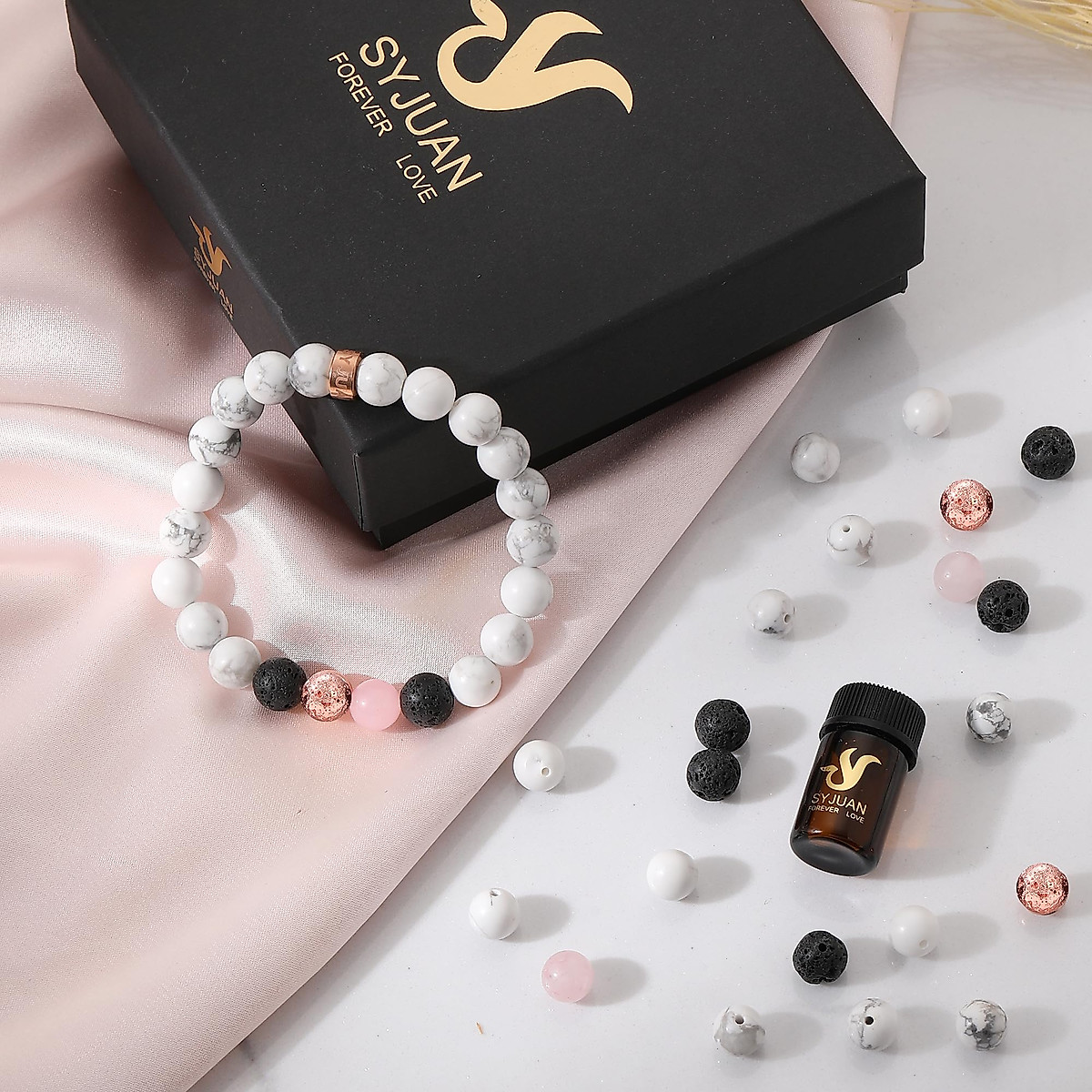 SYJUAN Aromatherapy Gifts for Women Lava Rock Beads Healing Crystal Bracelets Essential Oil Diffuser Beauty Birthday Gifts Ideas for Girlfriend Mom