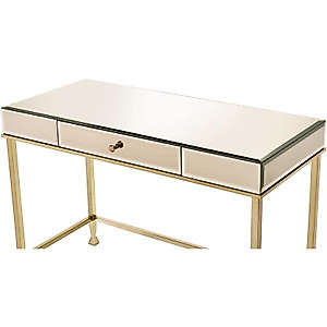 Acme Furniture Canine Writing Desk, Smoky Mirroed and Champagne Finish